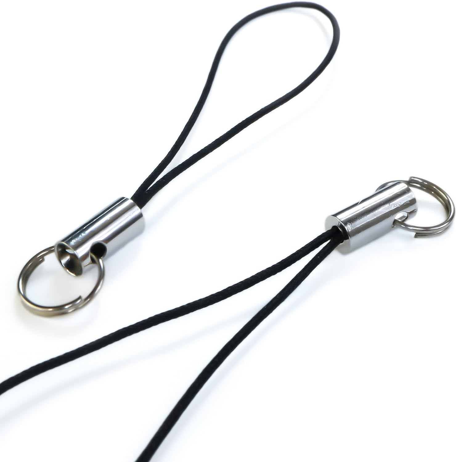 [きらきらぷんぷん丸] 携帯ストラップ ブラック 二重リング付き キーホルダー リングストラップ 10本入 STP-001 - きらきらぷんぷん丸